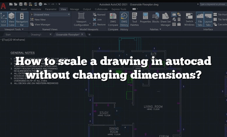 How to scale a drawing in autocad without changing dimensions? - CADdikt